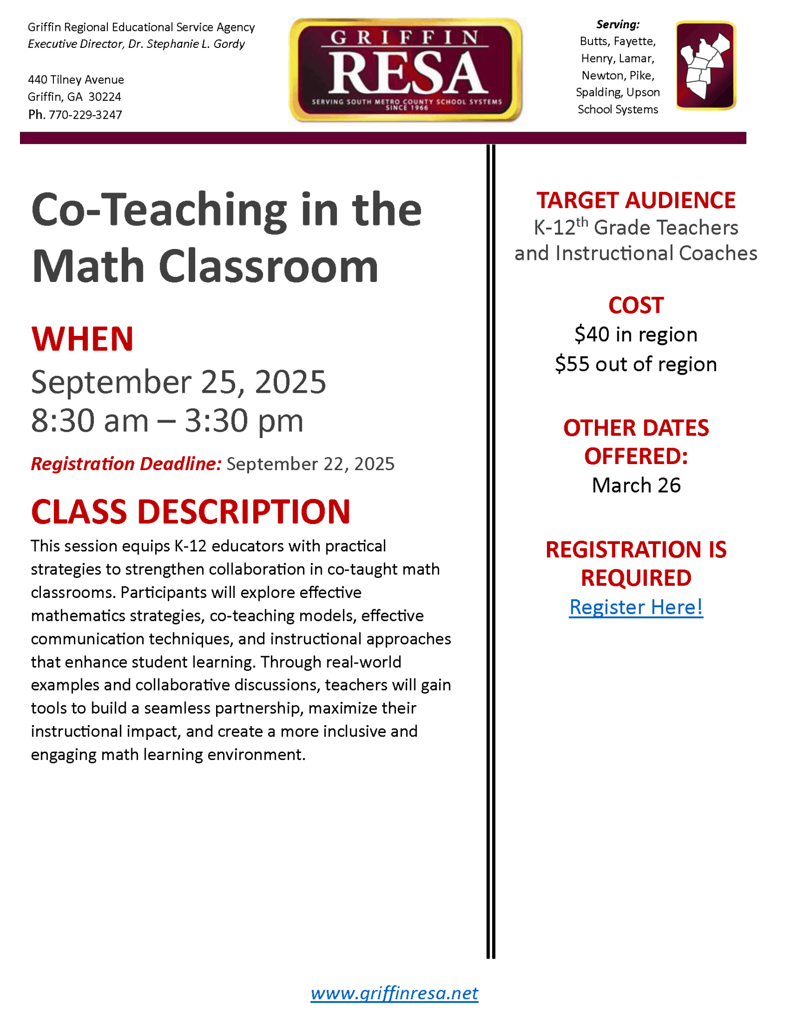 Co-Teaching in the MATH Classroom - Griffin RESAGriffin RESA