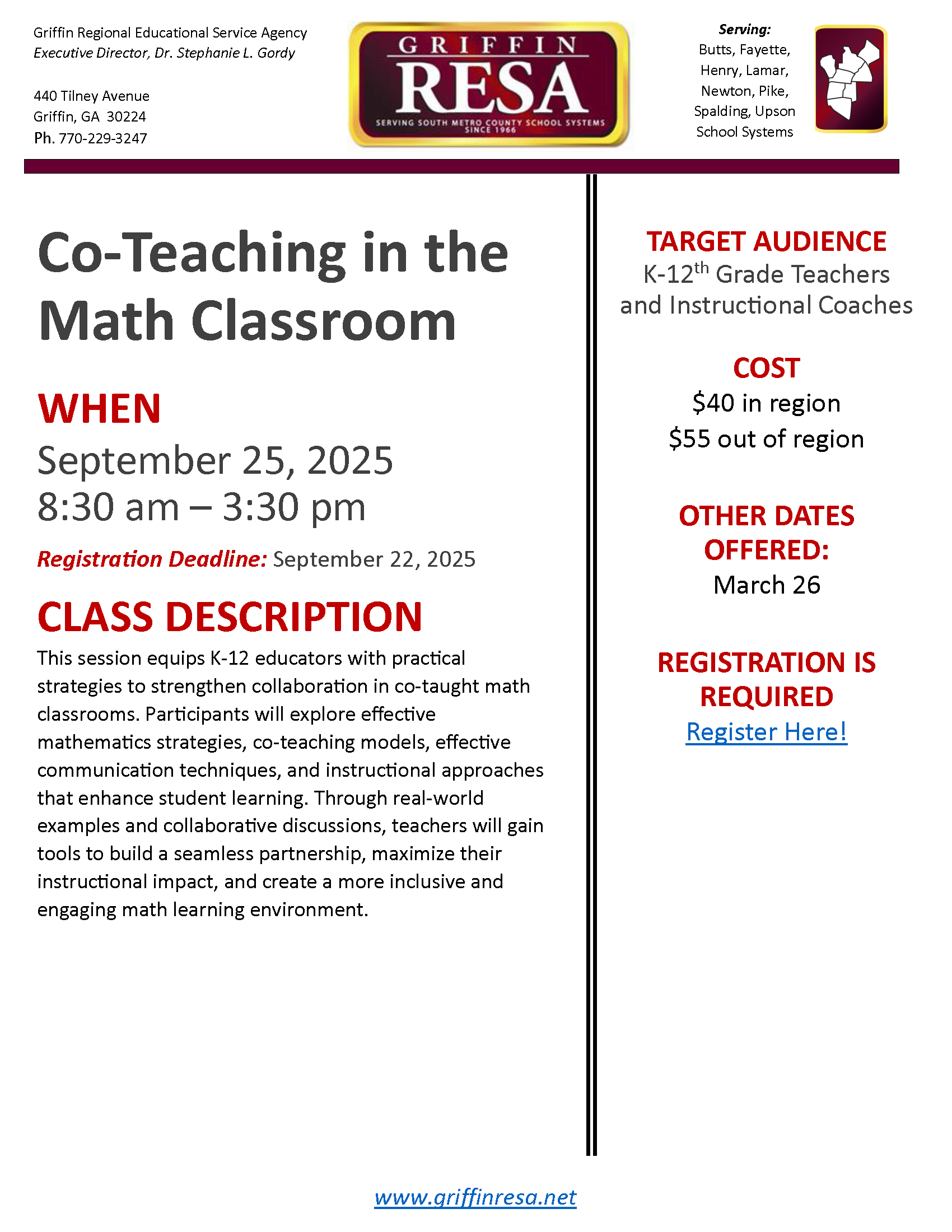 Co-Teaching in the MATH Classroom - Griffin RESAGriffin RESA