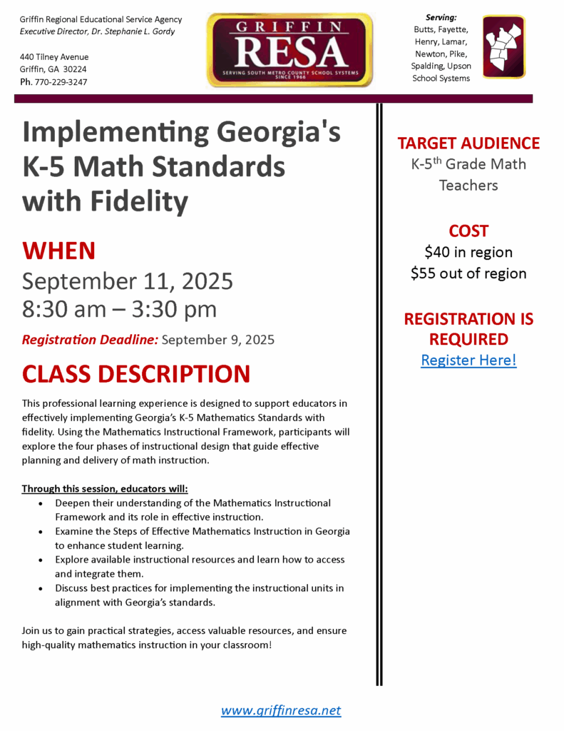 Implementing GA's K-5 Math Standards with Fidelity - Griffin ...