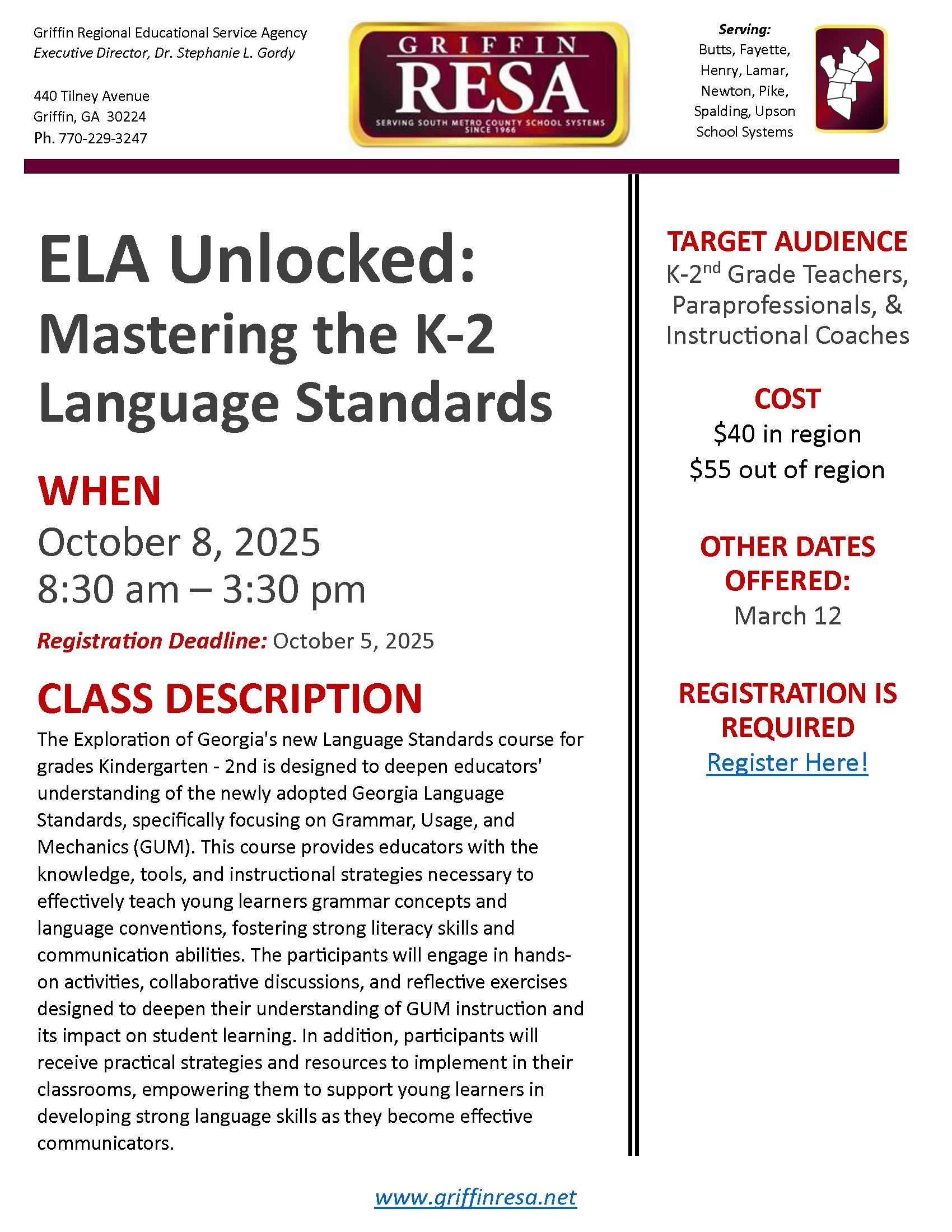 Mastering the K-2 Language Standards - Griffin RESAGriffin RESA