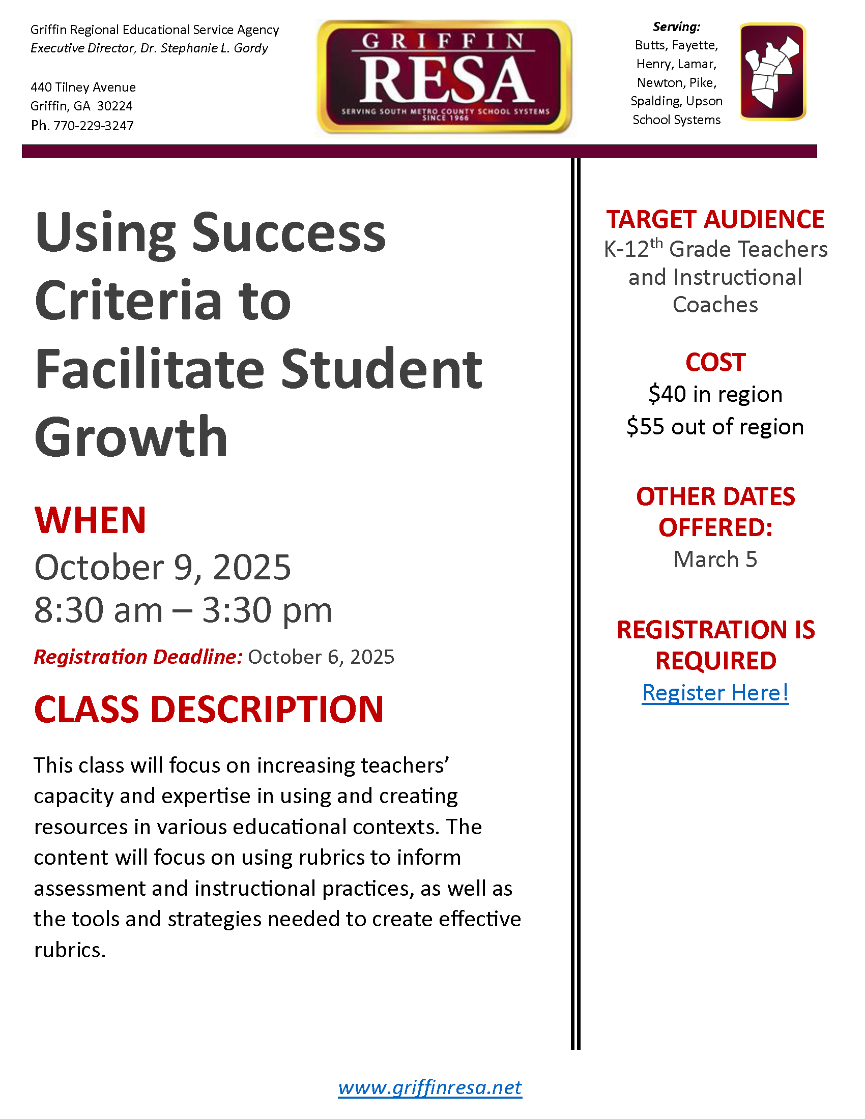 Using Success Criteria to Facilitate Student Growth - Griffin ...