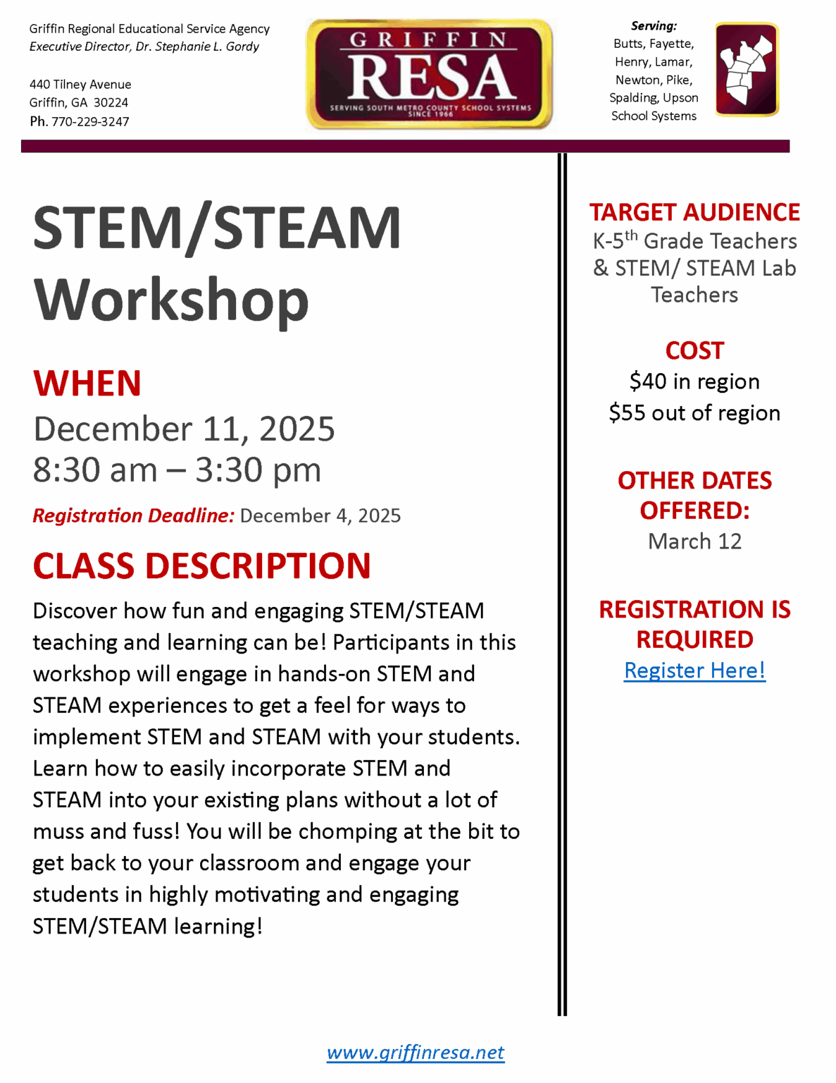 STEM/STEAM Workshop - Griffin RESAGriffin RESA